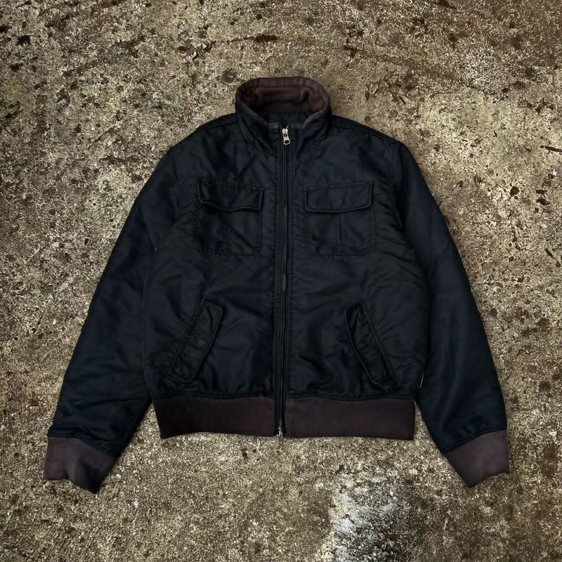 Armani Vintage Reworked Bomber jacket Pria black - Preloved