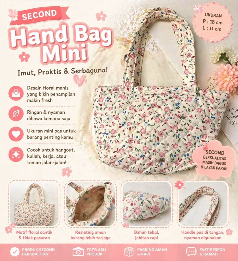 Hand Bag Floral Mini - Preloved