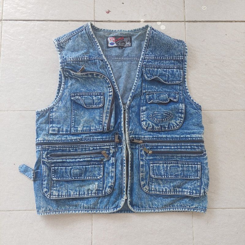 vest tacktical denim multipocket - Preloved