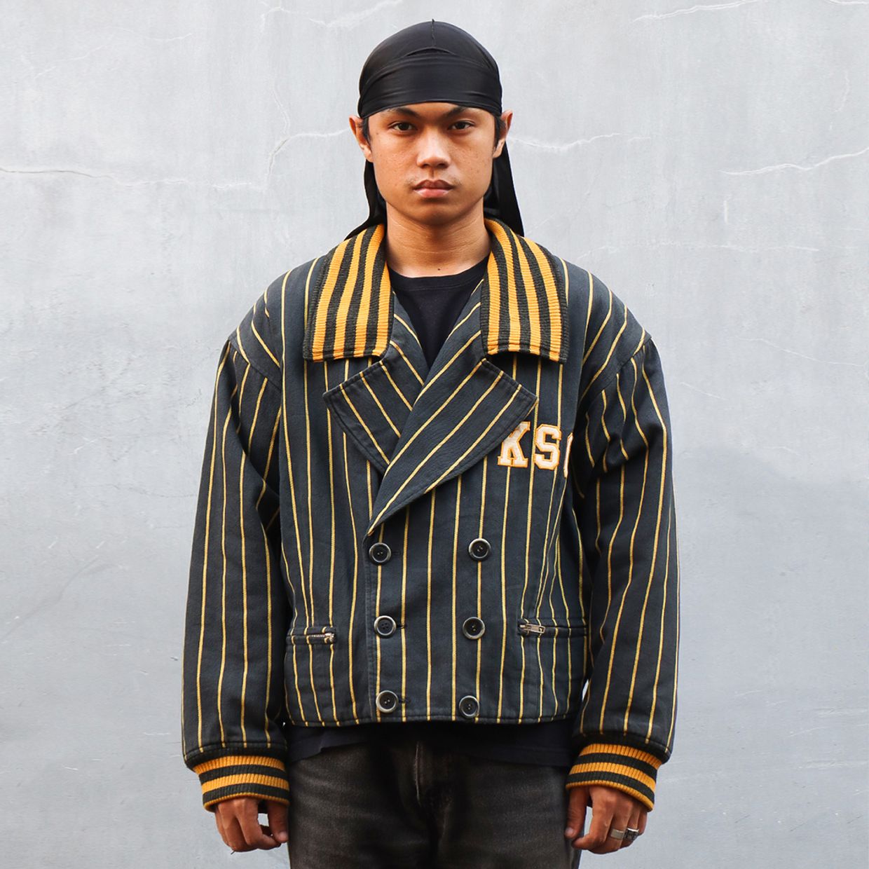 Kansai Yamamoto Vintage Avant Garde Suit Pria navy orange - Preloved