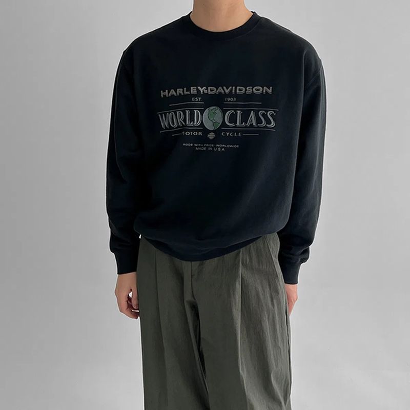 L. Grey Harley Davidson Vintage Crewneck Washed - Preloved