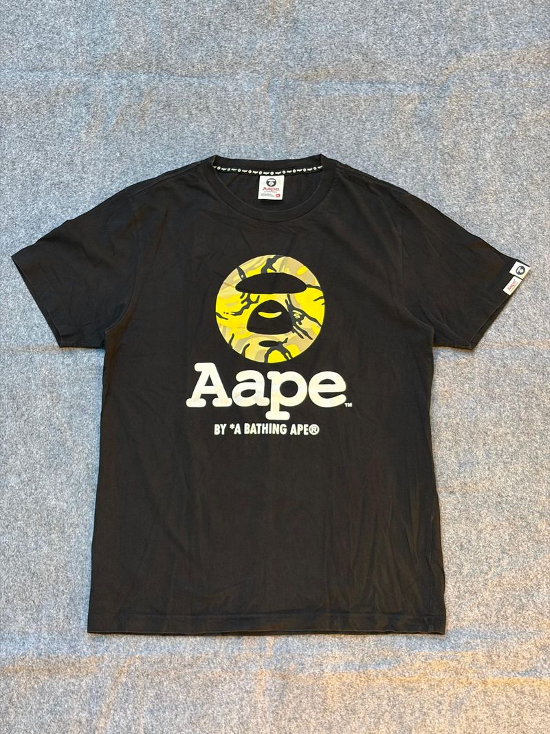Aape by A Bathing Ape Graphic Black Tee - Preloved