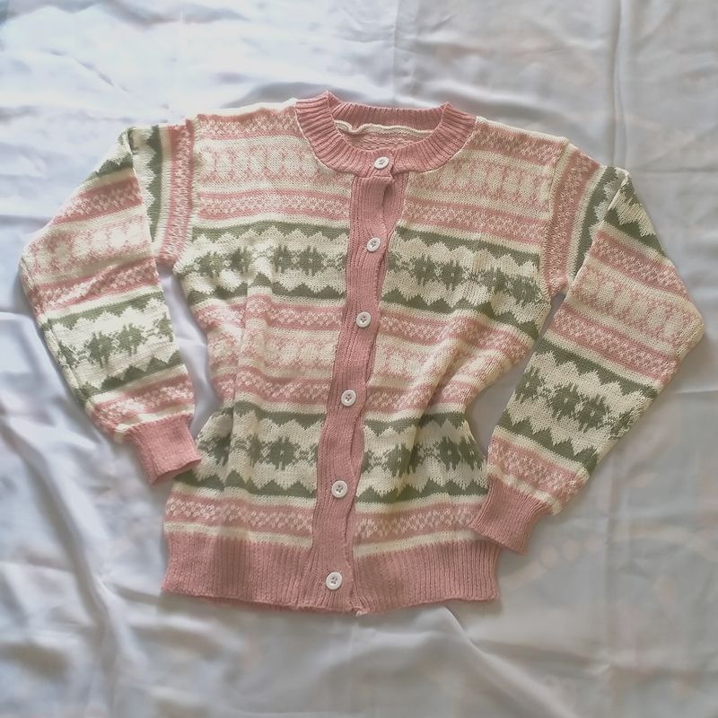 Cottagecore Coquette Cardigan Wanita green pink - Preloved