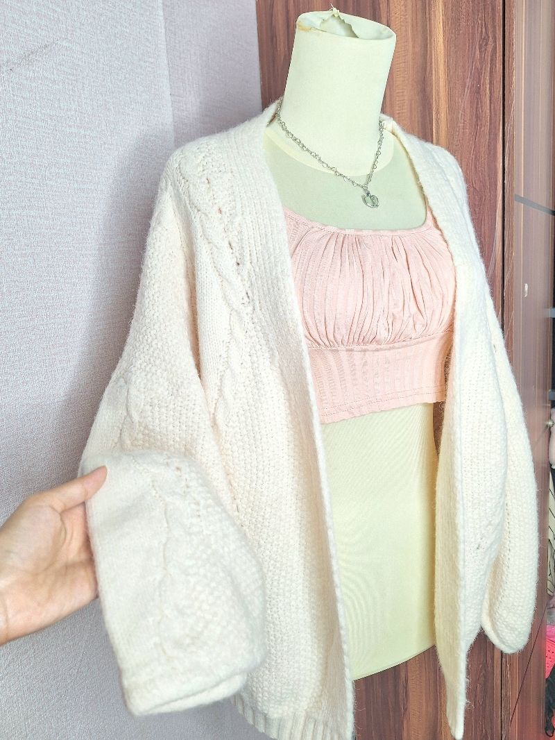 Cottagecore Coquette Cardigan Wanita pink - Preloved