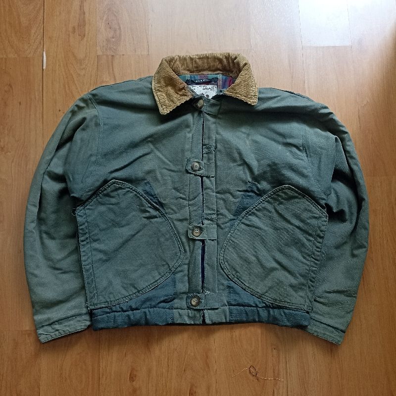 Biker Reworked Bomber jacket Pria green - Preloved