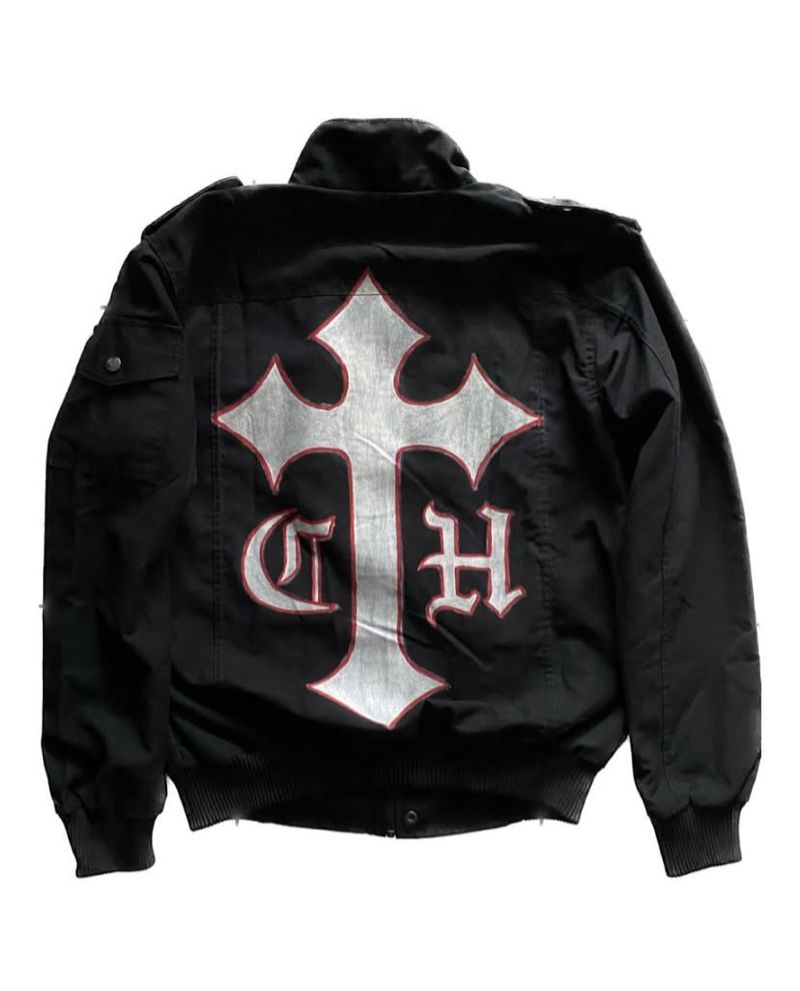 Streetwear Reworked Bomber jacket Pria red black - Preloved