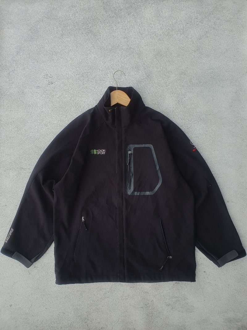 Kolon Sport Gorpcore Casual Track jacket Pria black - Preloved