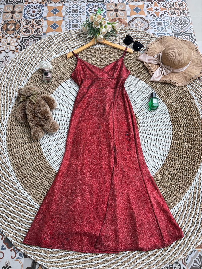 Luxury Prom dress Wanita burgundy red - Preloved