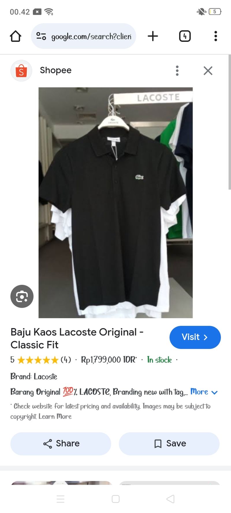 Lacoste Cosplay Crop top Wanita black - Preloved