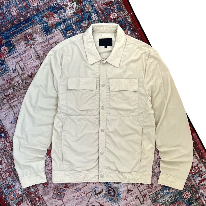 Frank Stone Biker Minimalist Harrington jacket Pria cream - Preloved