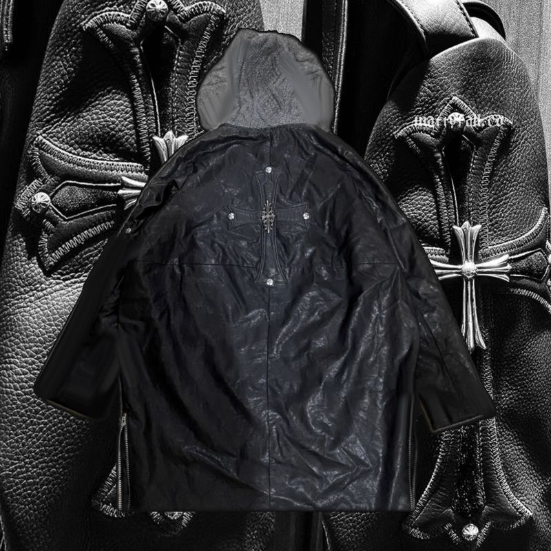 Goth Emo Trench coat Pria black - Preloved