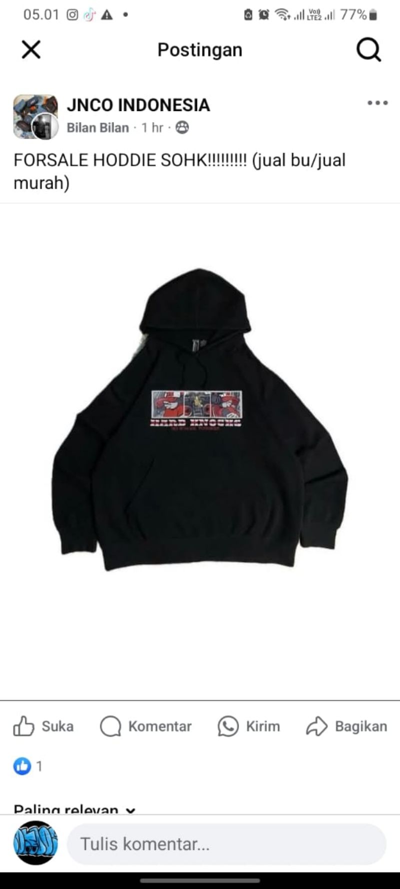 G-Shock Y2K Hoody Pria black - Preloved