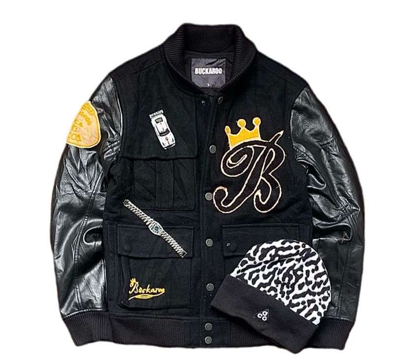 Buckaroo Grunge Indie Varsity jacket Pria black - Preloved