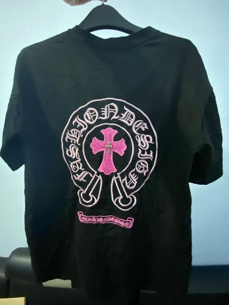 Chrome Hearts Y2K Goth T-shirt Pria pink black - Preloved