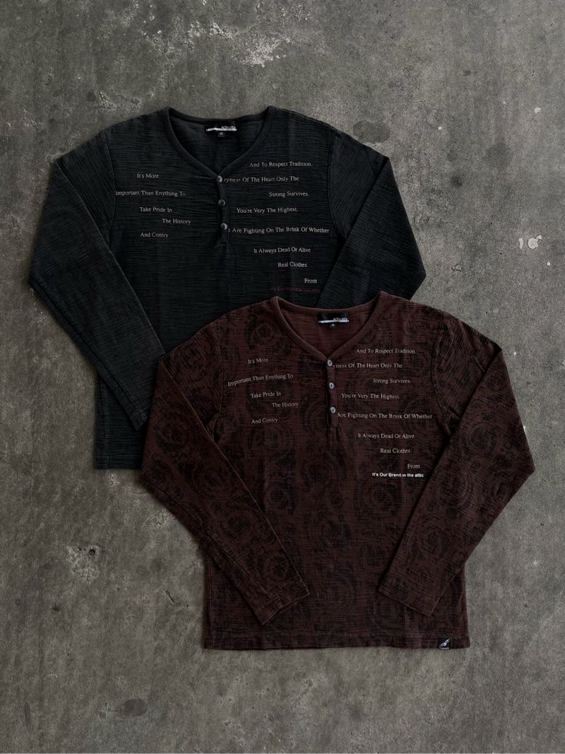 Y2k In The Attic Textured Poem V-neck longsleeve - Preloved