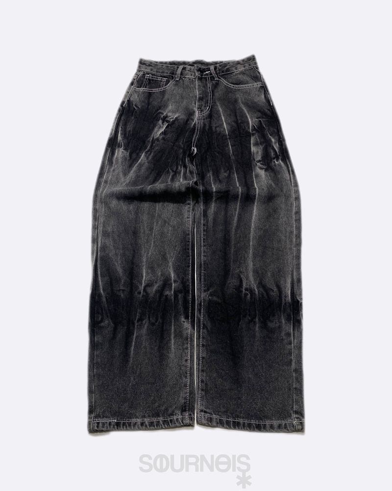 Baggy / relaxed jeans smokey pattern petir - Preloved