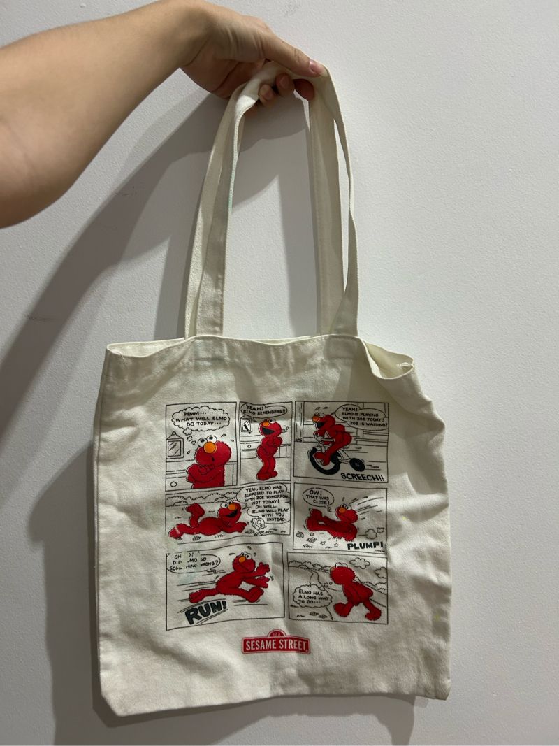 Tote Bag Putih/White Bahan Canvas - Preloved