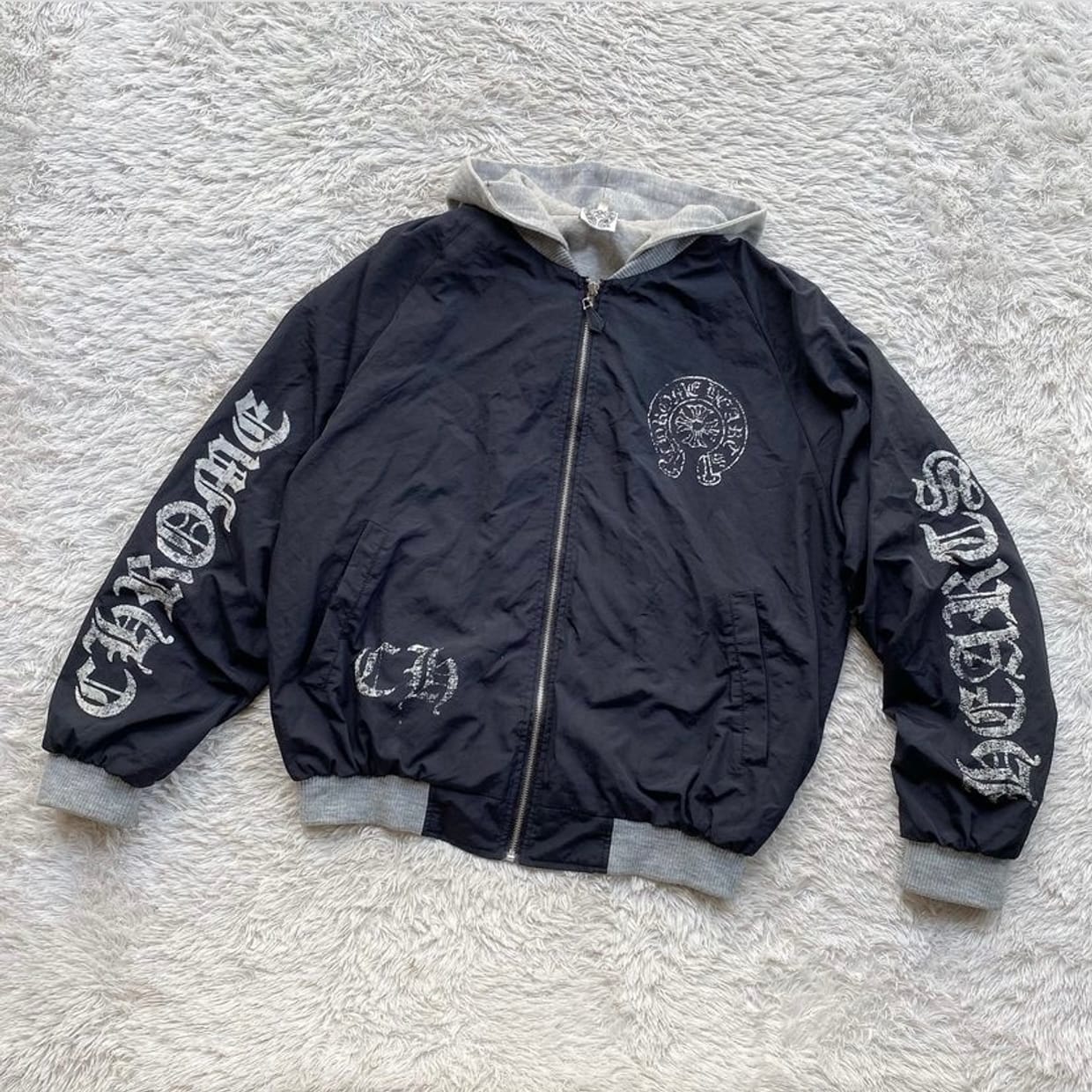 Chrome Hearts Men's Black Bomber Jacket - Preloved
