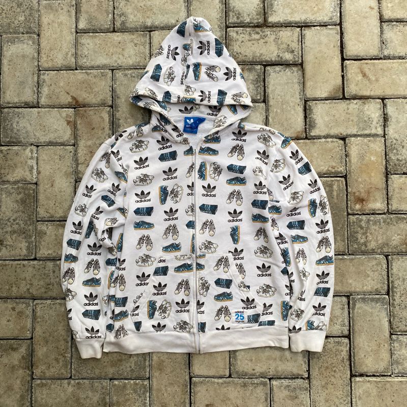 ADIDAS ZIP HOODIE TRIFOIL FULL PRINT - Preloved