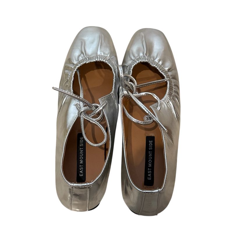 Silver Metallic Foil Chrome Ballerina Ballet Flat Shoes Flat - Preloved