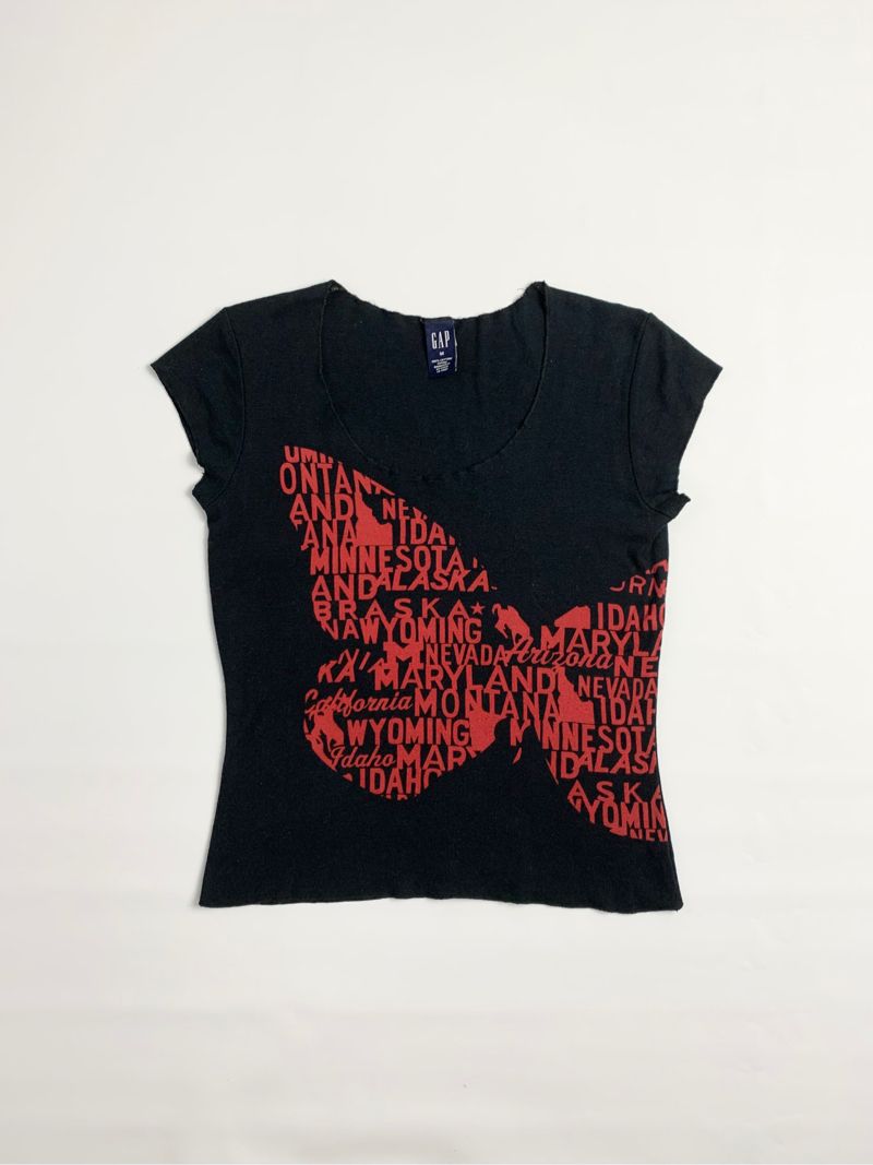 Y2k GAP Tee Butterfly Graphic Poem Sexy Tee Made in USA - Preloved