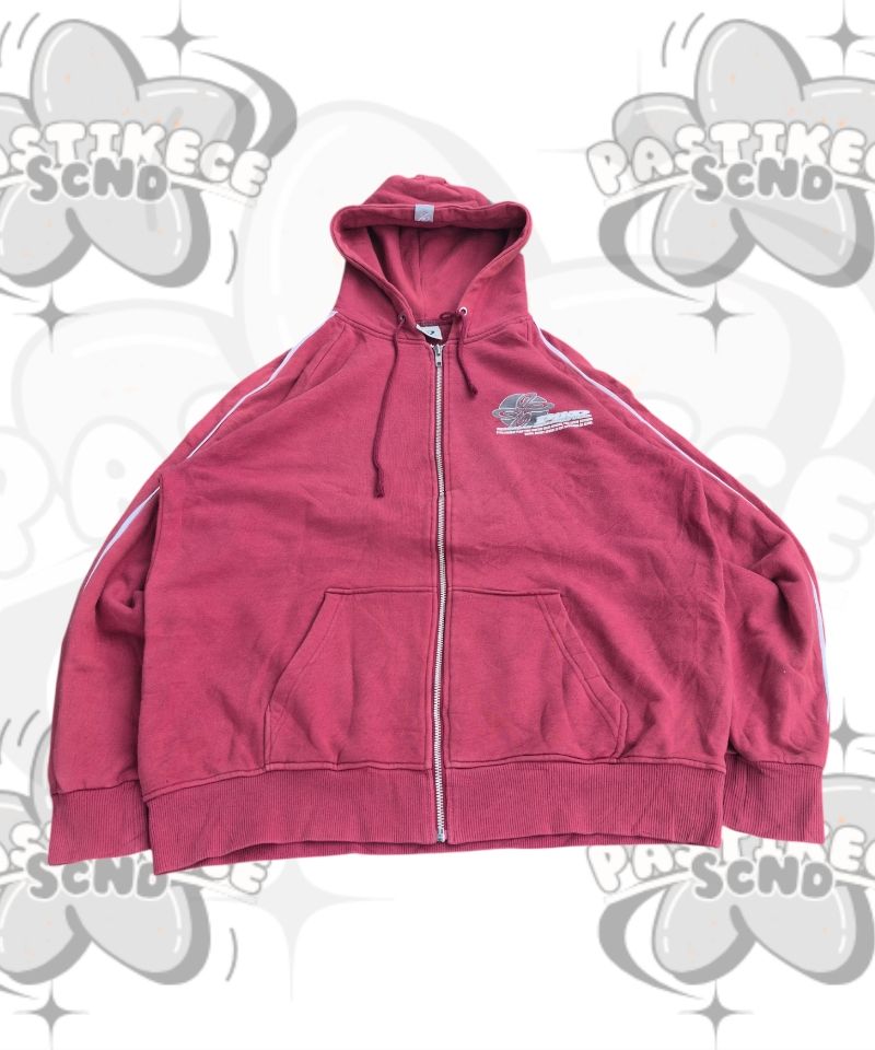Piko Sports Streetwear Y2K Hoody Pria burgundy - Preloved