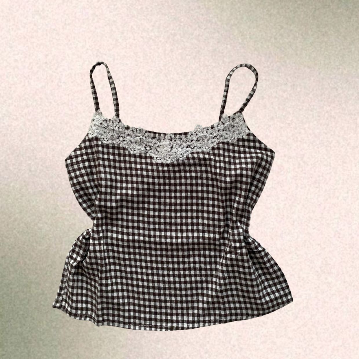 Y2K Cottagecore Cami top Wanita brown - Preloved