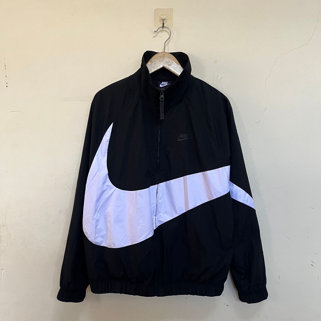 Nike Men's Black & White Track Jacket - Preloved