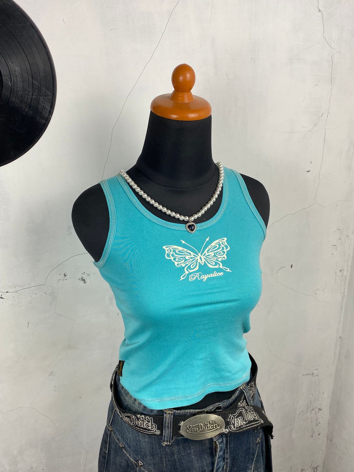 Y2K Avant Garde Crop top Wanita blue - Preloved