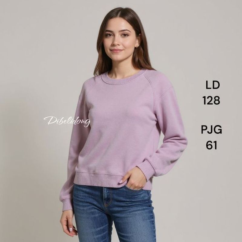 Sweater polos tebal dusty pink - Preloved