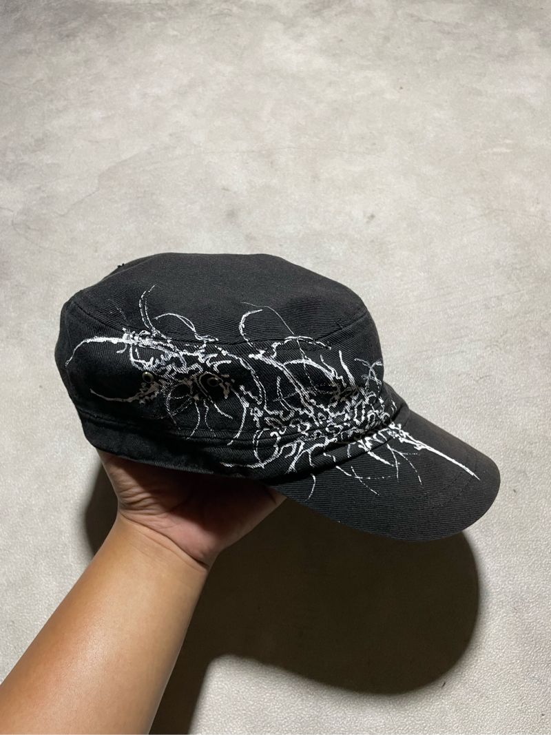 Y2k Comando Cap with Cybersigilism Emo Goth Grunge Art - Preloved