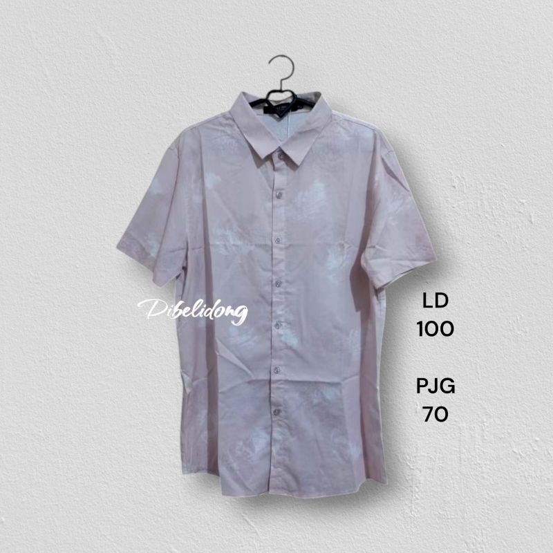 Kemeja pendek katun corak pastel - Preloved