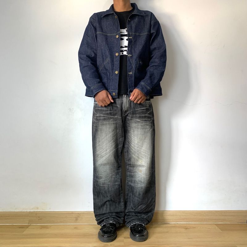 “clride” blackwash faded contrast jeans pants (regular fit) - Preloved