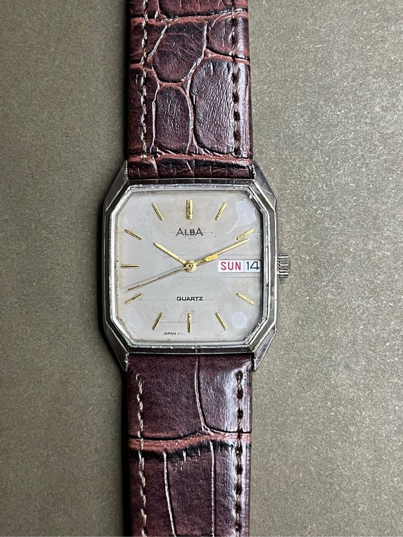 Jam Tangan Alba Tank Kotak Daydate Vintage Unik Rare Japan - Preloved