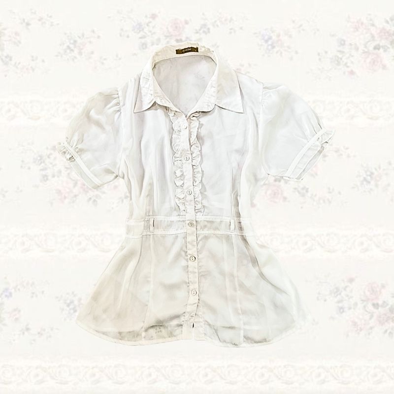 white satin blouse y2k horror protag classy elegant - Preloved