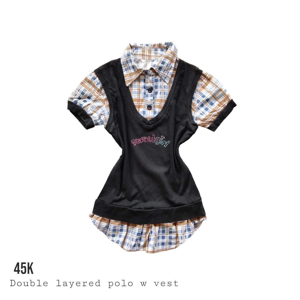 Grungecore Gothic Double Layered Polo with - Preloved