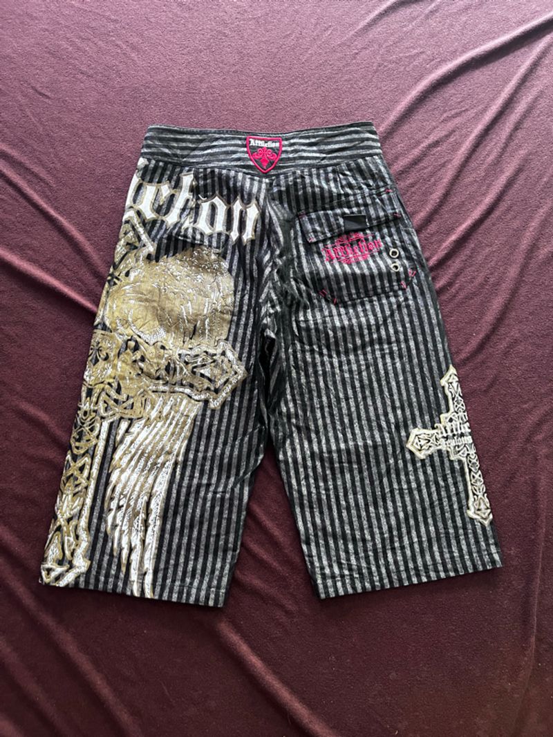 Goth Affliction Cross Jorts - Preloved