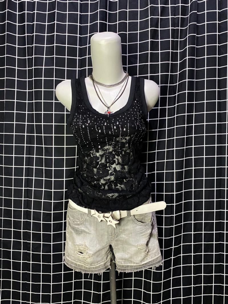 y2k basic rose tank top - Preloved