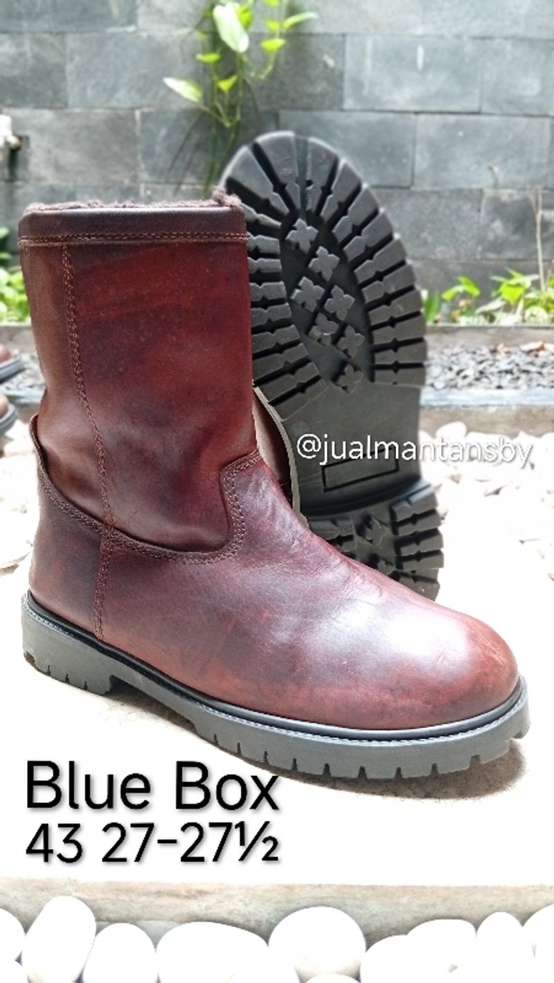 BLUE BOX Engineer Zip Brown Leather Work Boots - Preloved