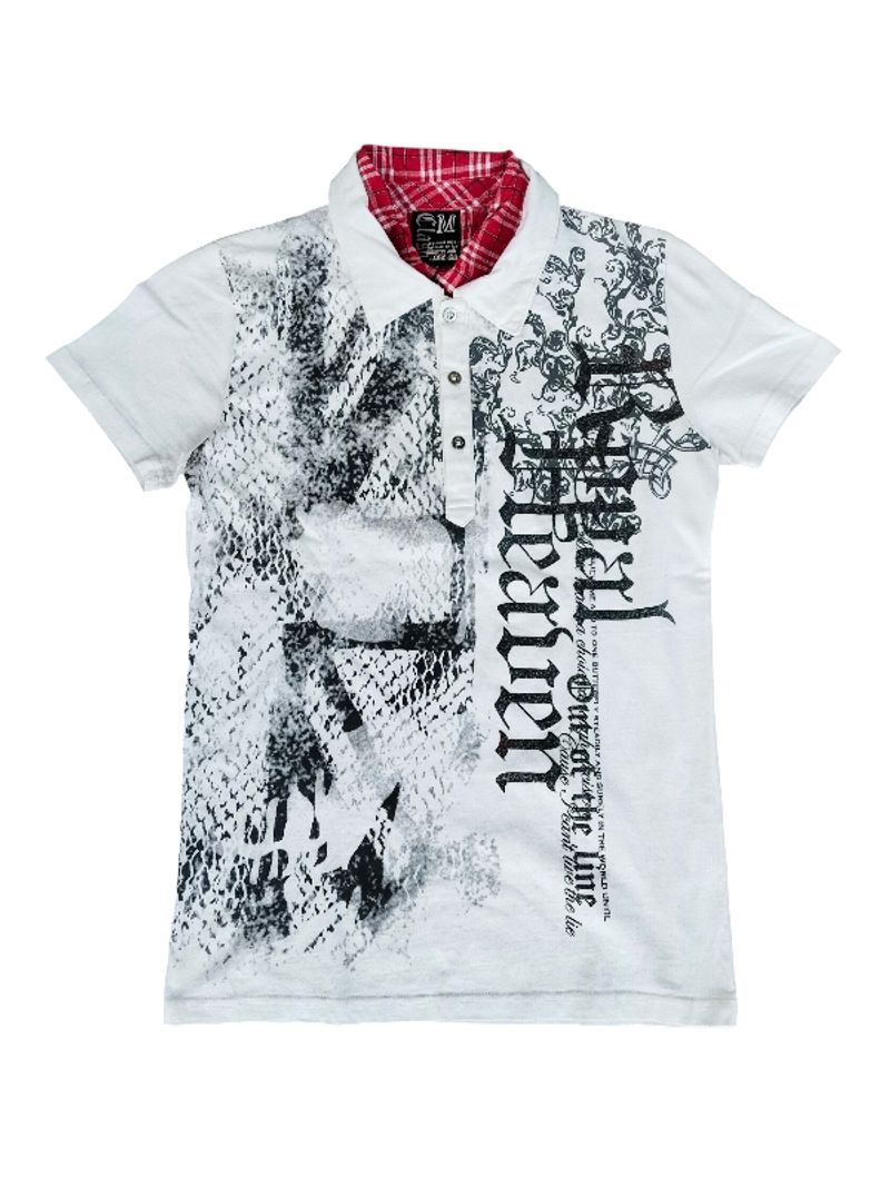 Clash ahead skull poem y2k graphic double collar polo shirt - Preloved
