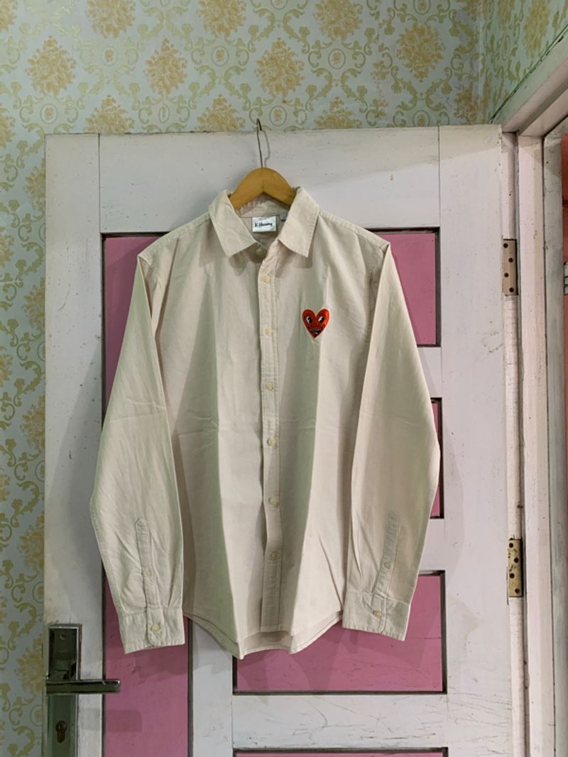 Keith Haring Kemeja Look Alike CDG Play Beige - Preloved