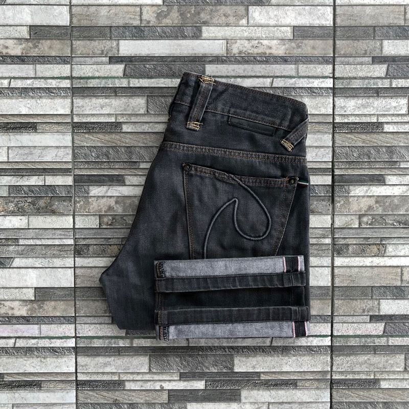 BEAN POLE DARK GREY STRAIGHT FIT SELVEDGE JEANS - Preloved