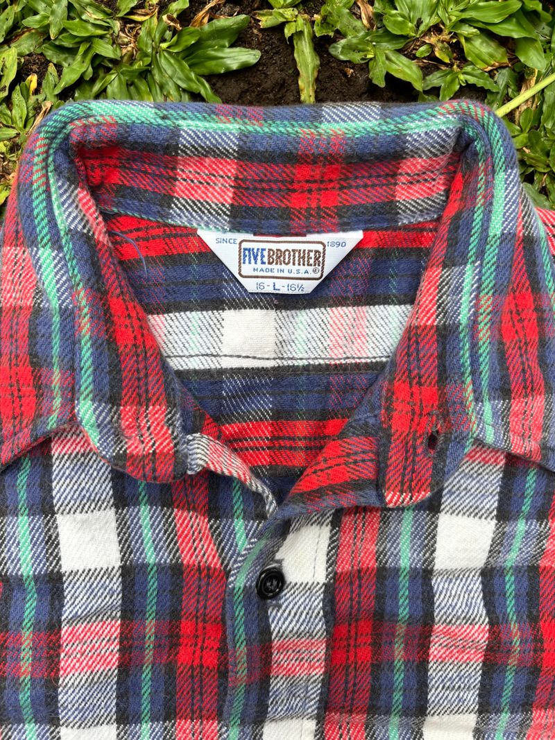 1980's Five Brother Heavy Flannel Shirt - Made in USA - Preloved