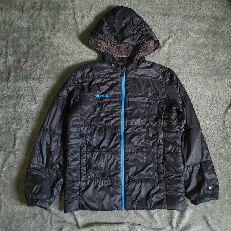 Crocs Streetwear Gorpcore Puffer jacket Pria black - Preloved