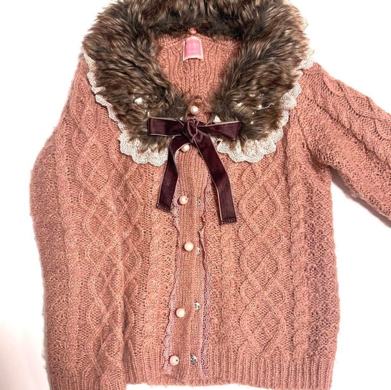 Ingni Cottagecore Coquette Fur coat Wanita multicolor - Preloved