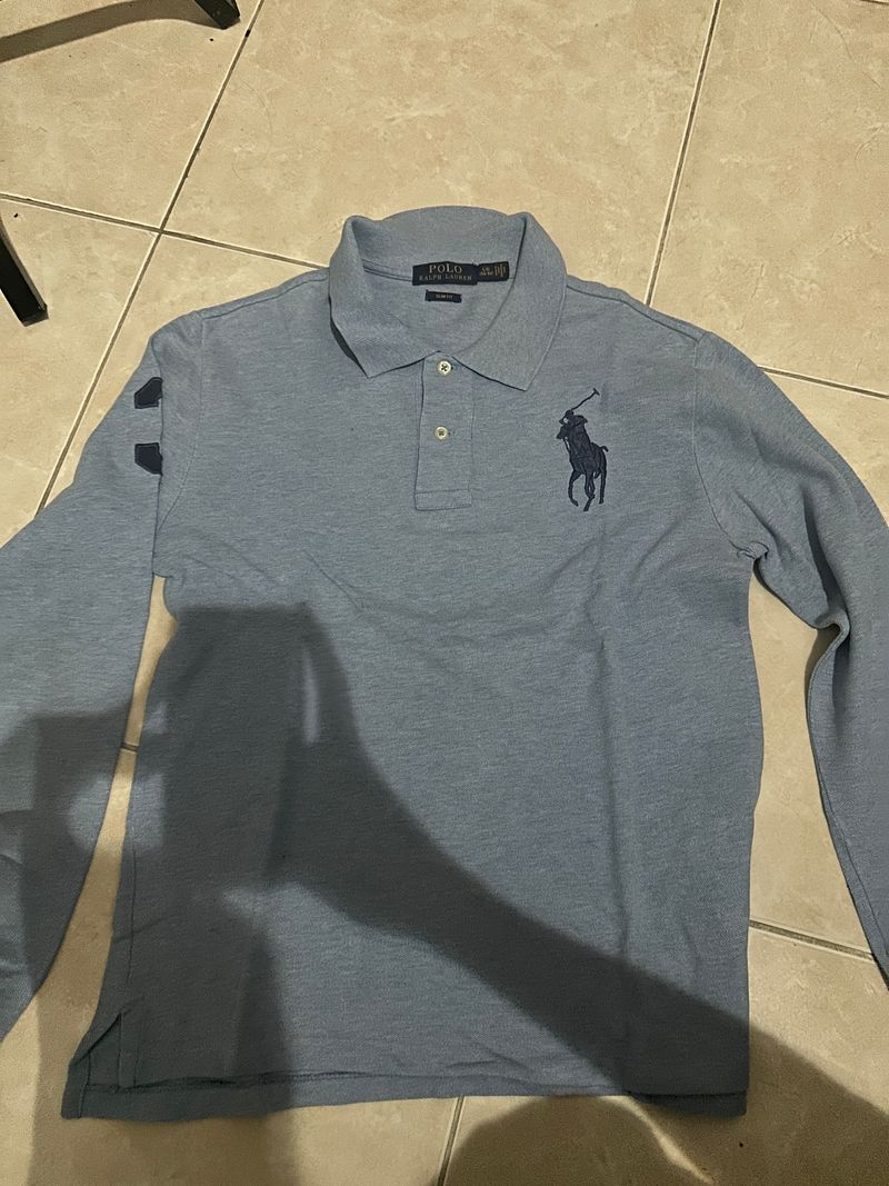 Polo Ralph Lauren Luxury Minimalist Polo shirt Pria silver blue - Preloved