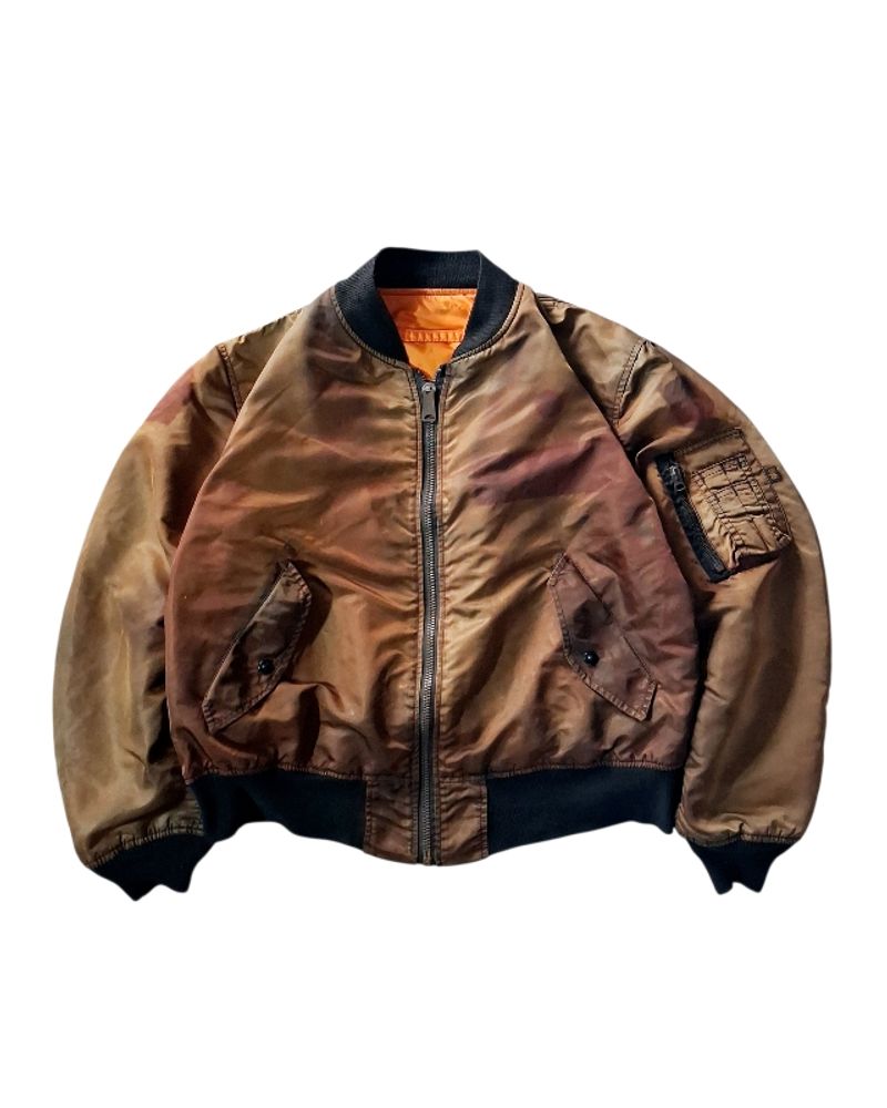 ALPHA INDUSTRIES MA-1 BOMBER JACKET BROWN FADE MADE IN USA - Preloved