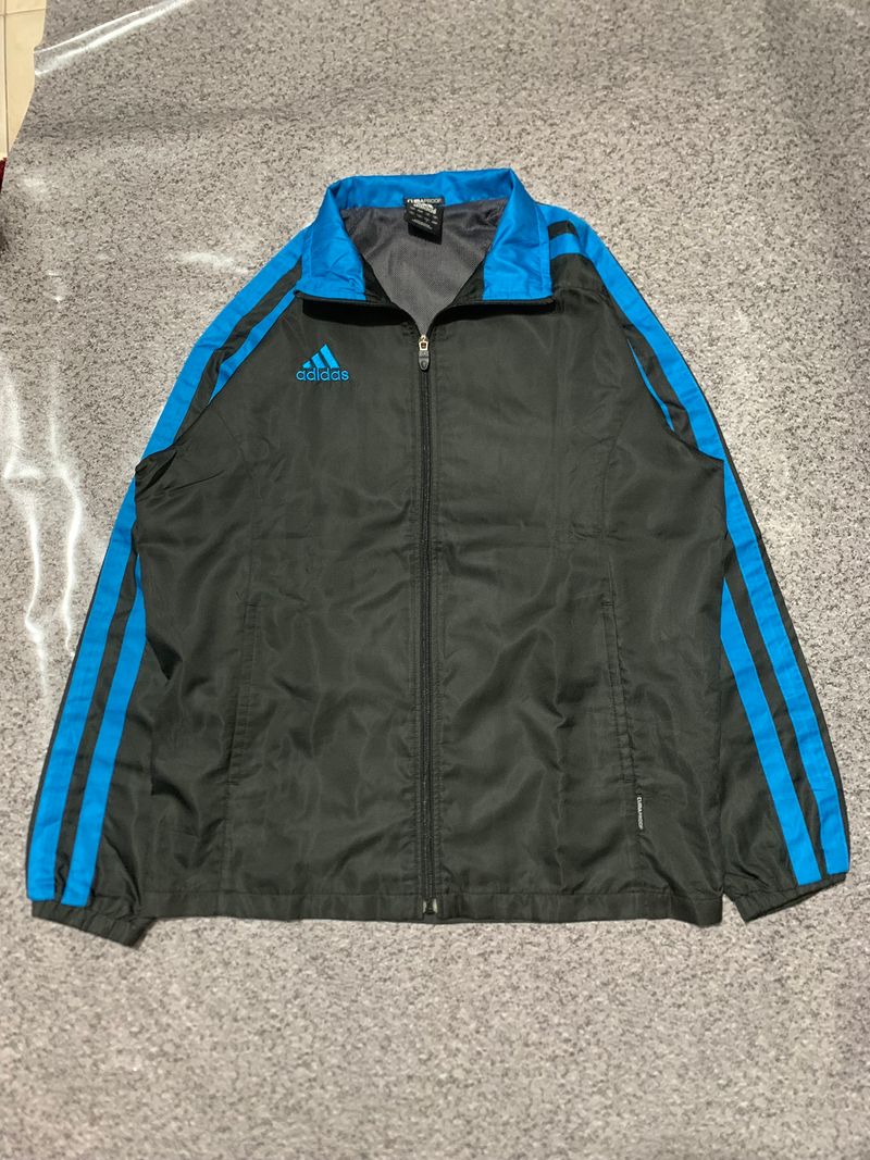 Adidas Men's Black & Blue Track Jacket - Preloved