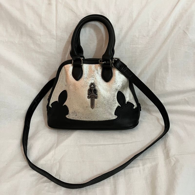 Chrome Hearts Goth Emo Messenger bags & Satchel Wanita silver black ...